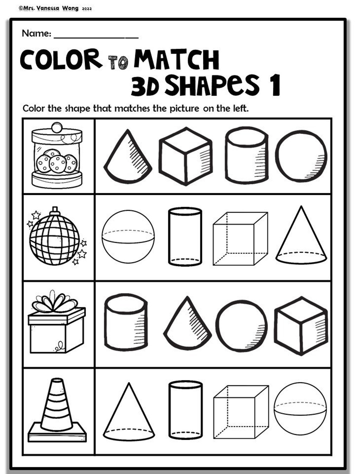 2D & 3D Shapes Worksheets: Kindergarten Math Activities - Etsy