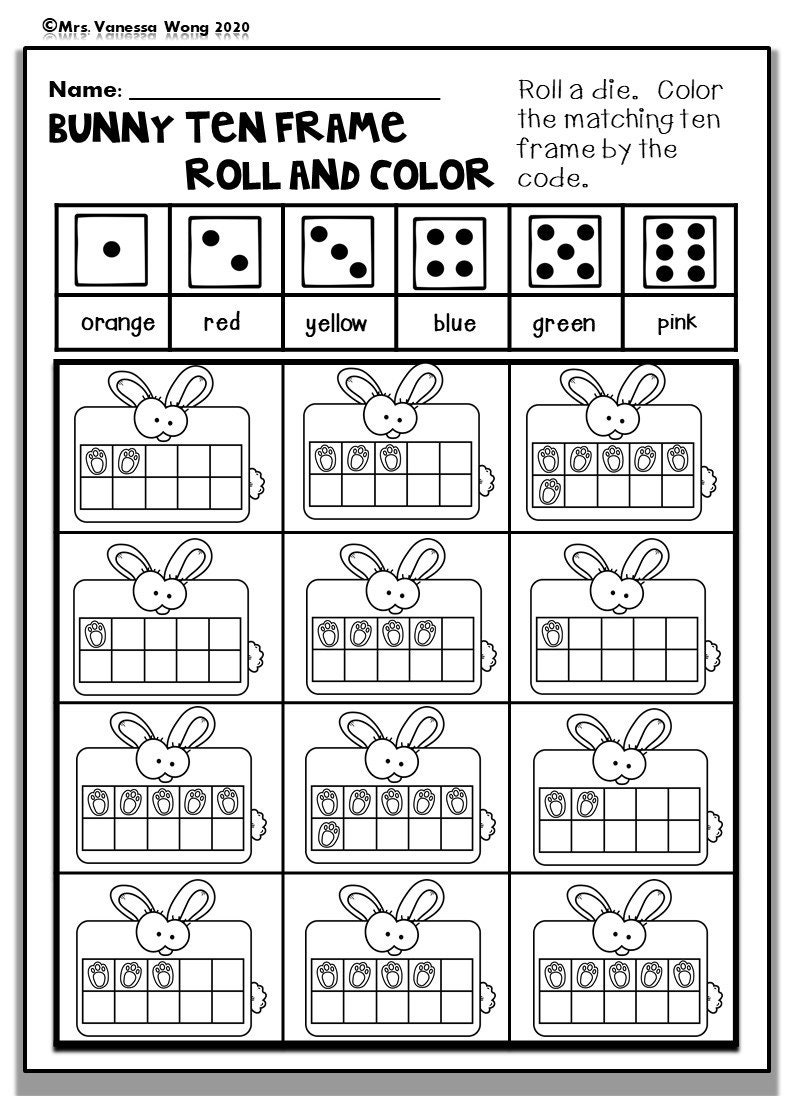 Kindergarten Math Worksheets: Numbers 1-10 Ten Frame (PDF Pattern) - Etsy
