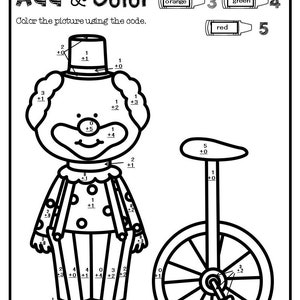 Kindergarten Math Worksheets. Addition: Color by Code. - Etsy Hong Kong