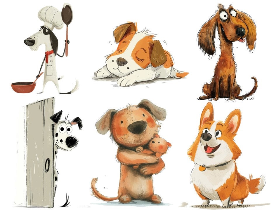 Funny Dog Clipart Bundle | Quirky Dog Clipart Bundle | Silly Farm ...