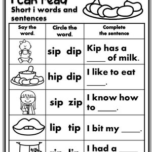 Phonics Short Vowel Activities and Worksheets Short I - Etsy