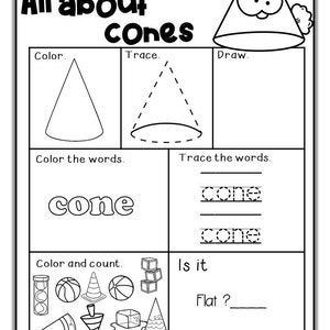 2D & 3D Shapes Worksheets: Preschool Kindergarten Activities - Etsy