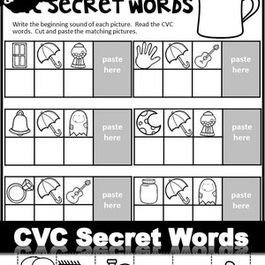 Phonics Worksheets -CVC Secret Words (kindergarten/first Grade) - Etsy
