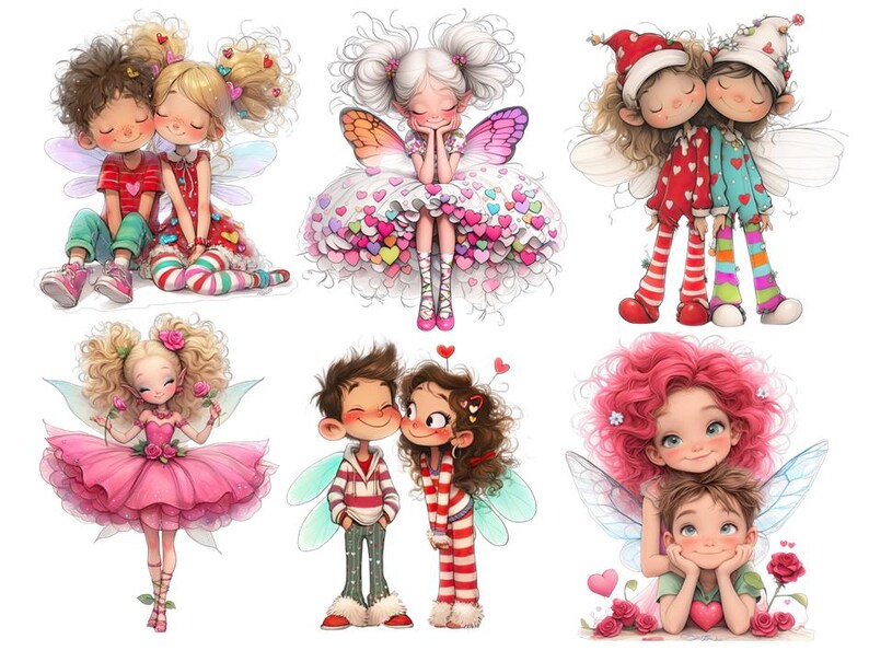 Valentine Fairy Clipart Bundle: Elf Angel PNG, Commercial Use (digital ...