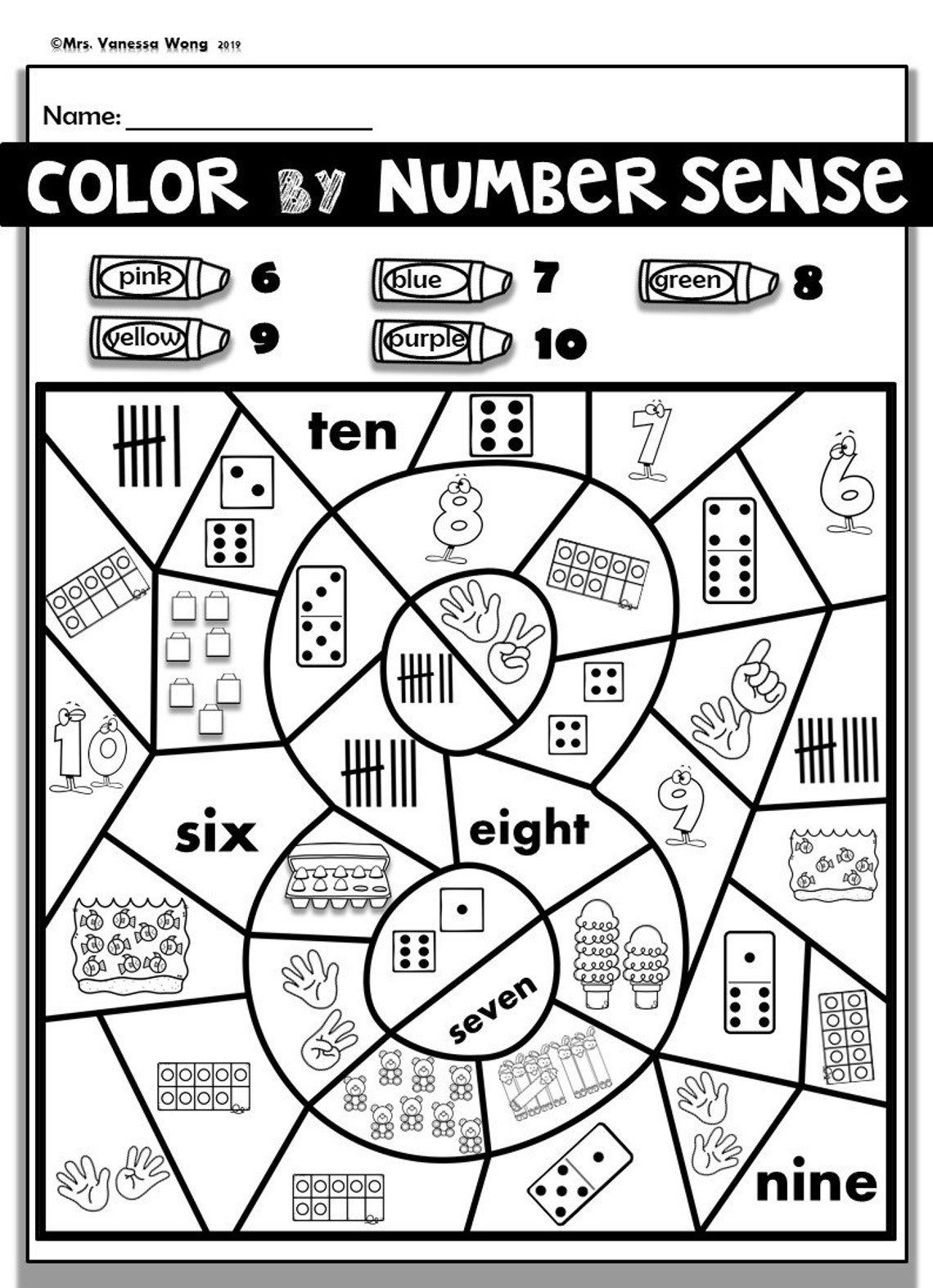 Kindergarten Math : Numbers 1-10 Color by Number Sense, Homeschooler ...