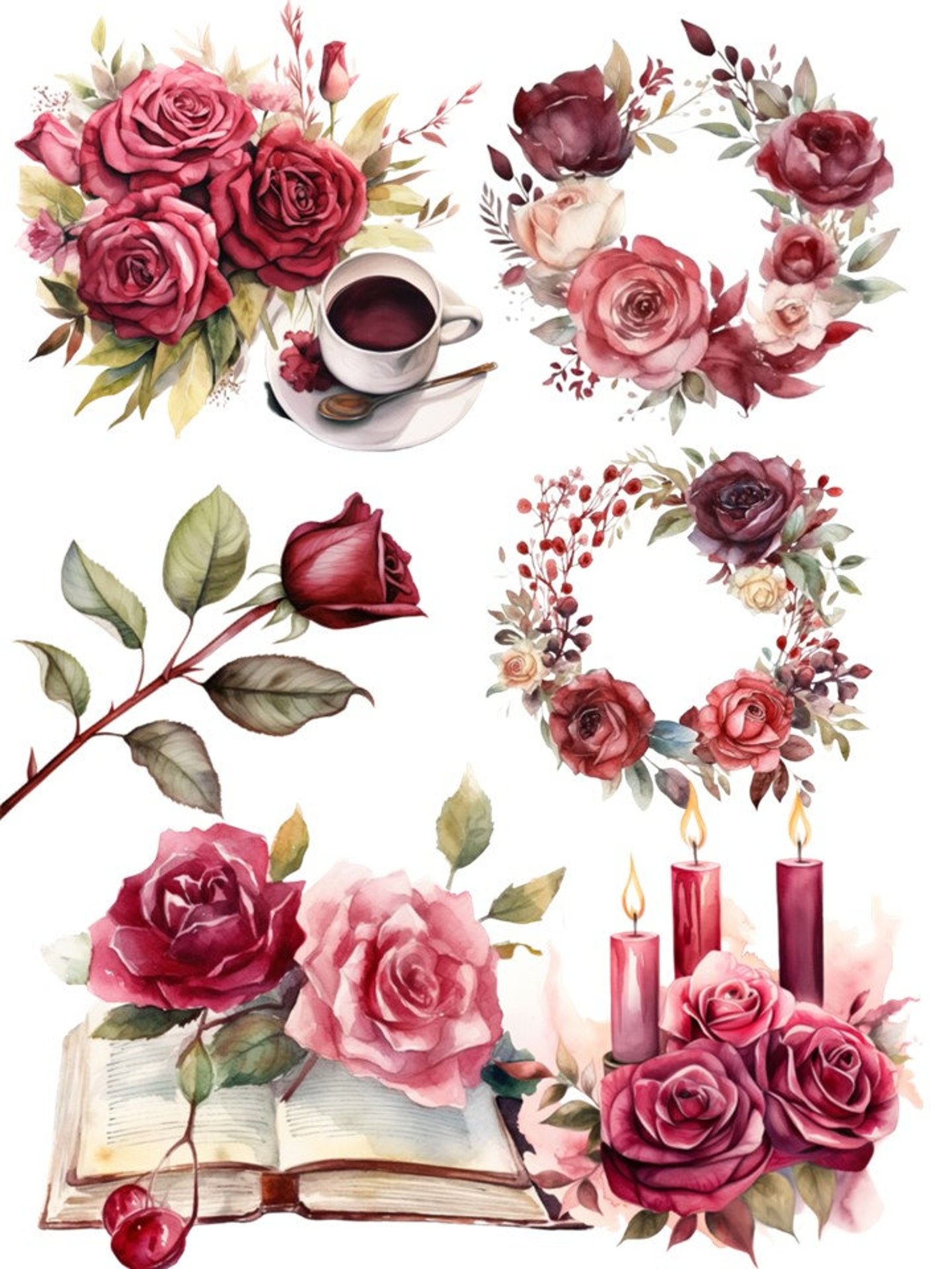 Rose Clipart, Flower Clipart, Digital Paper Craft, Card Making, for ...