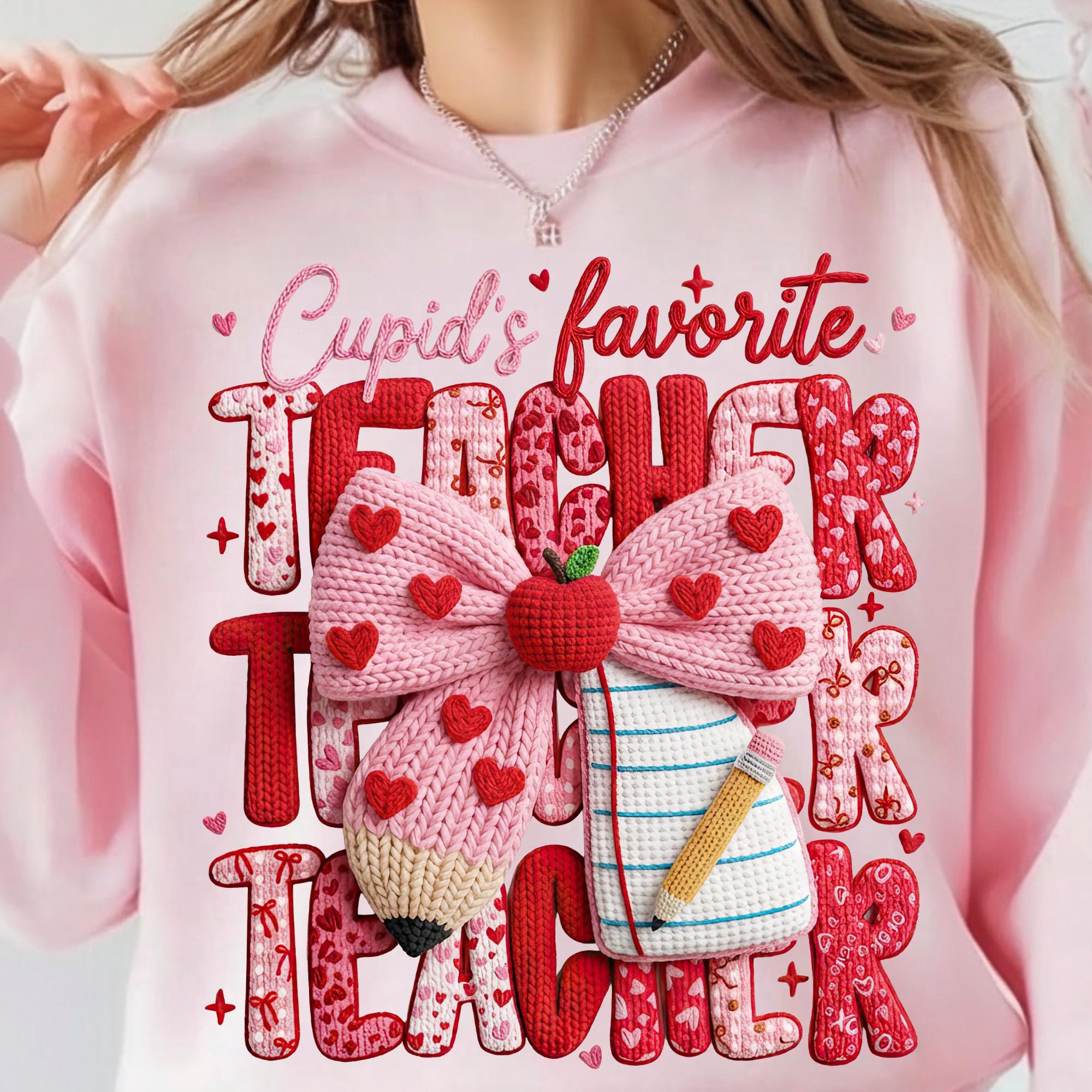 Valentine Teacher PNG Bundle: Coquette Bow, Loved Teacher (commercial ...