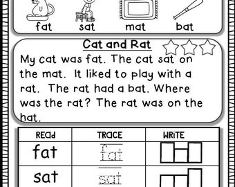 Phonics Worksheets My First CVC Sentences for Kindergarten and First ...