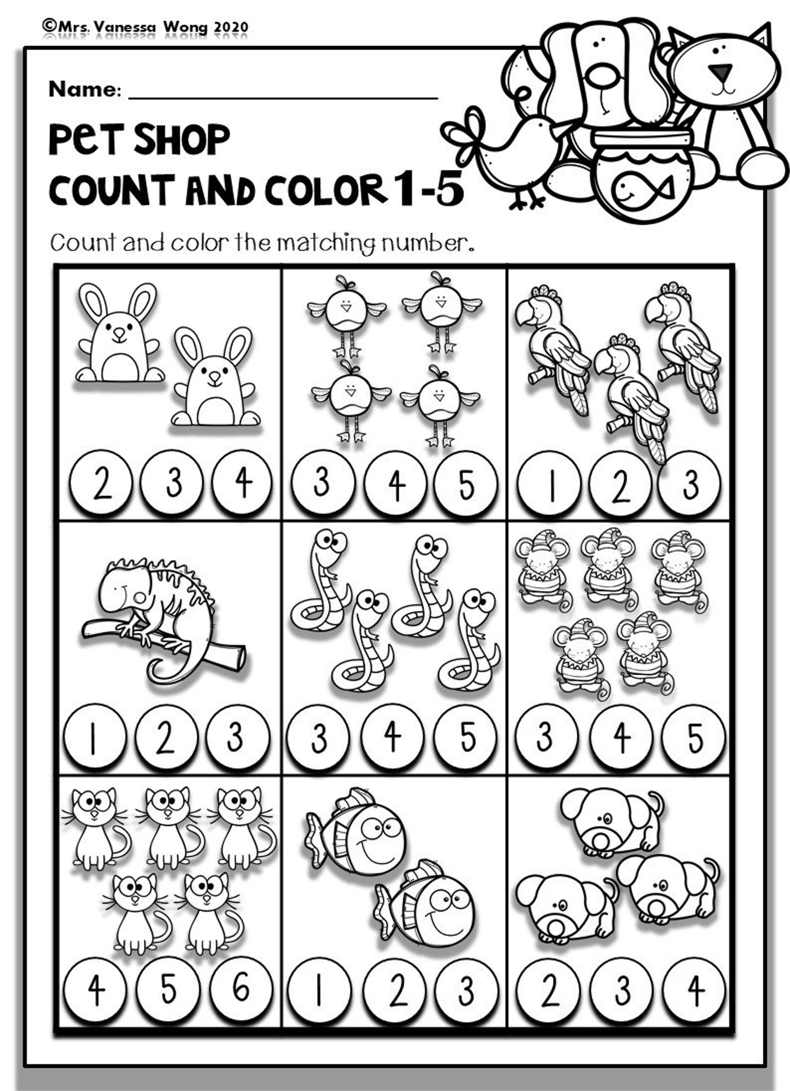 Kindergarten Math Worksheets : Numbers 1-10 Counting - Etsy