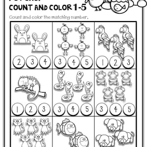 Kindergarten Math Worksheets : Numbers 1-10 Counting - Etsy