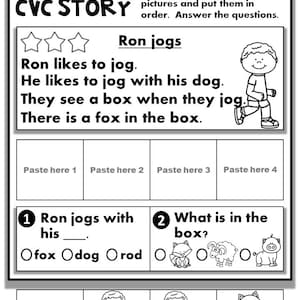 Phonics CVC Short Vowels Story Sequence for Kindergarten and First ...