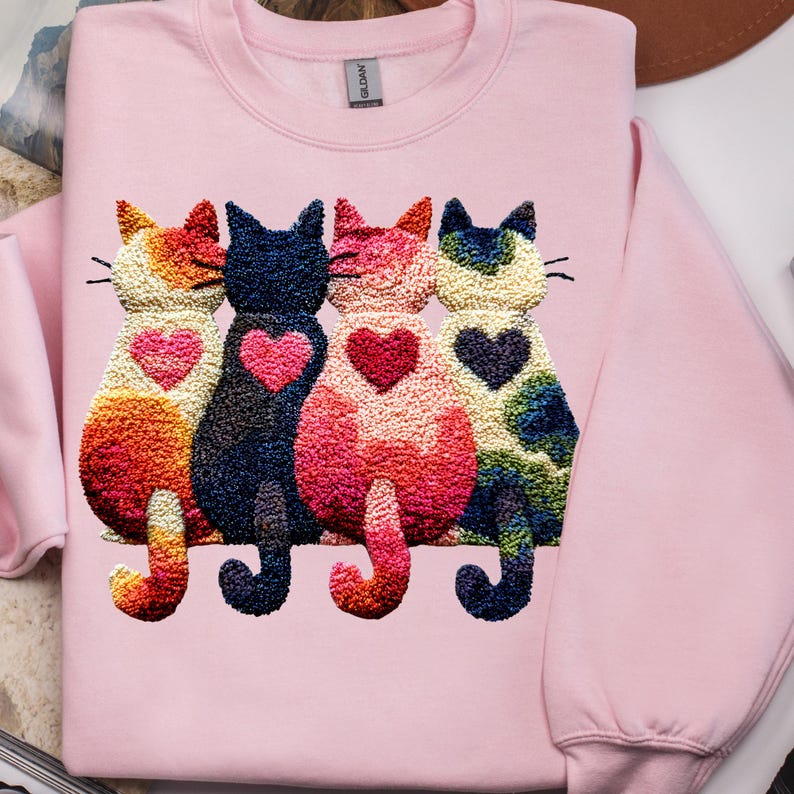 Valentine Cat PNG Clipart: Crochet Cats With Hearts (digital Download ...