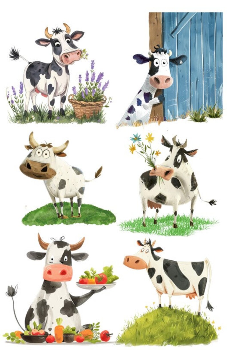 Funny Farm Animal Clipart Bundle Quirky Animal Clipart Bundle Silly ...