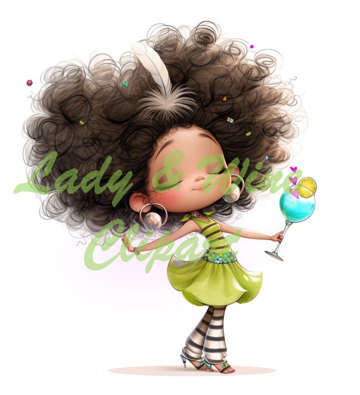 Whimsical Girl Clipart: Watercolor Fashion Illustration (digital ...