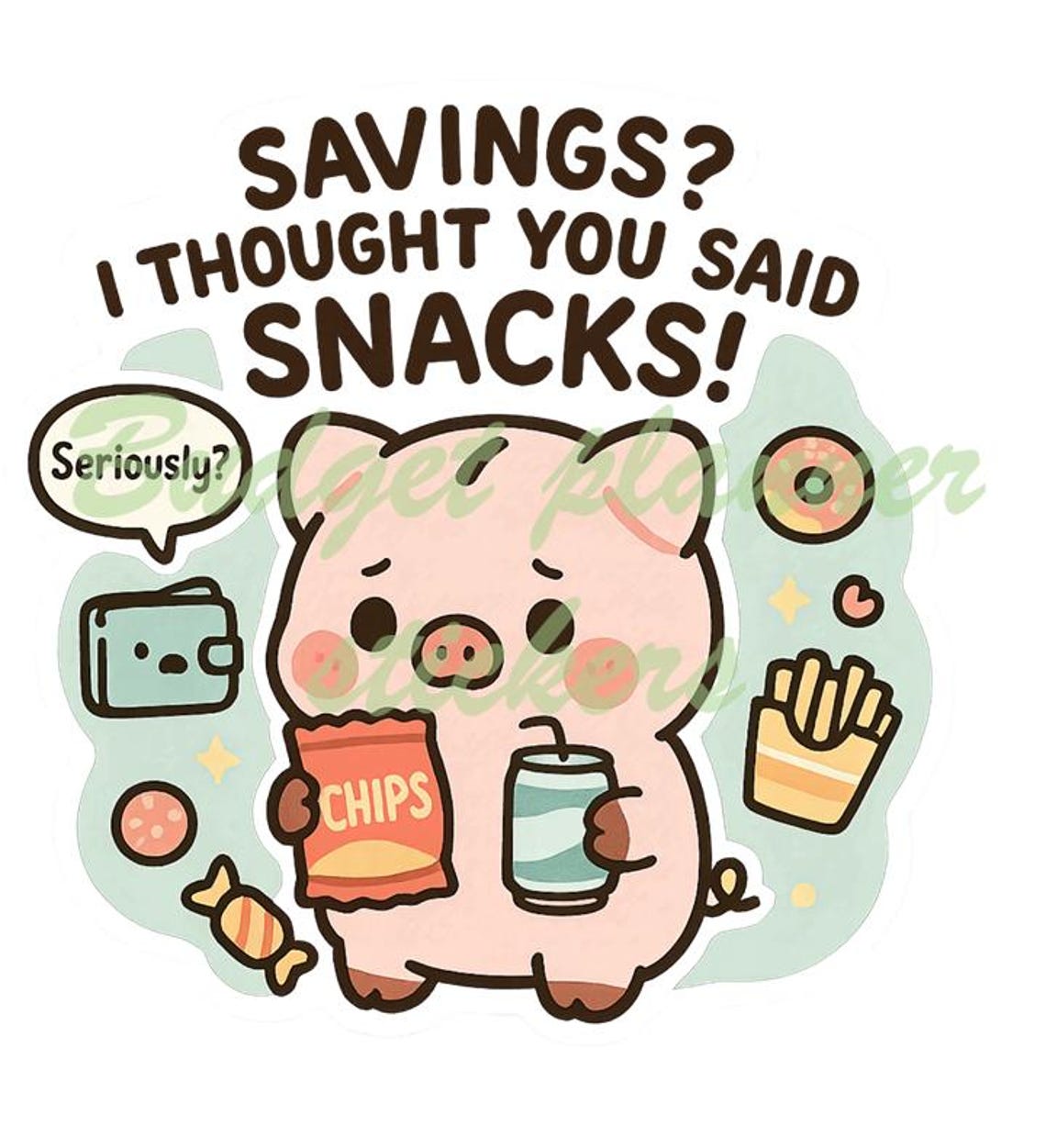 Budget Planner Stickers, Kawaii PNG, Money Stickers, Money Saving ...