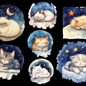 Watercolor Sleeping Kittens Clipart for Commercial Use - Etsy