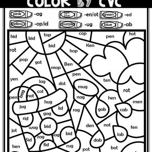 Phonics Worksheets-cvc Color by Code. Spring Theme. Prek/kindergarten ...