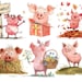 Funny Pig Watercolor Clipart Bundle: Quirky Farm Animals (PNG ...