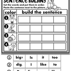 Phonics Worksheets CVC Short Vowels -sentence Building (kindergarten ...