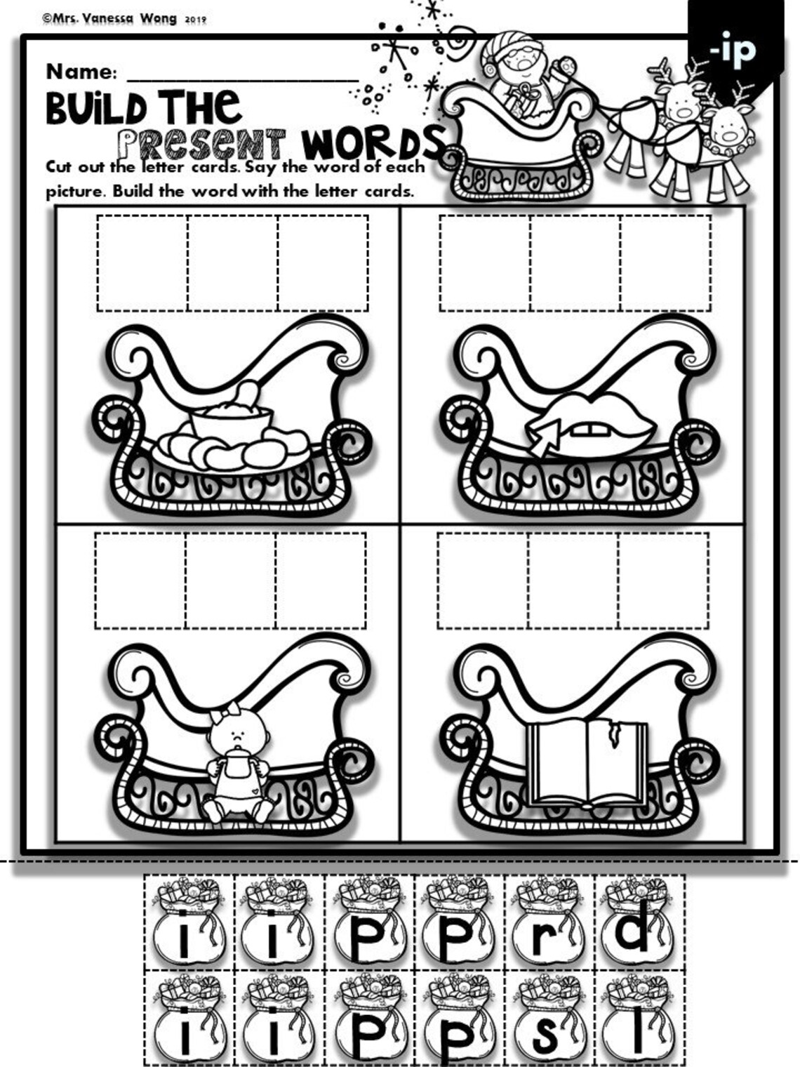 Phonics Worksheets CVC Build the Words Winter Theme. Prek Kindergarten ...