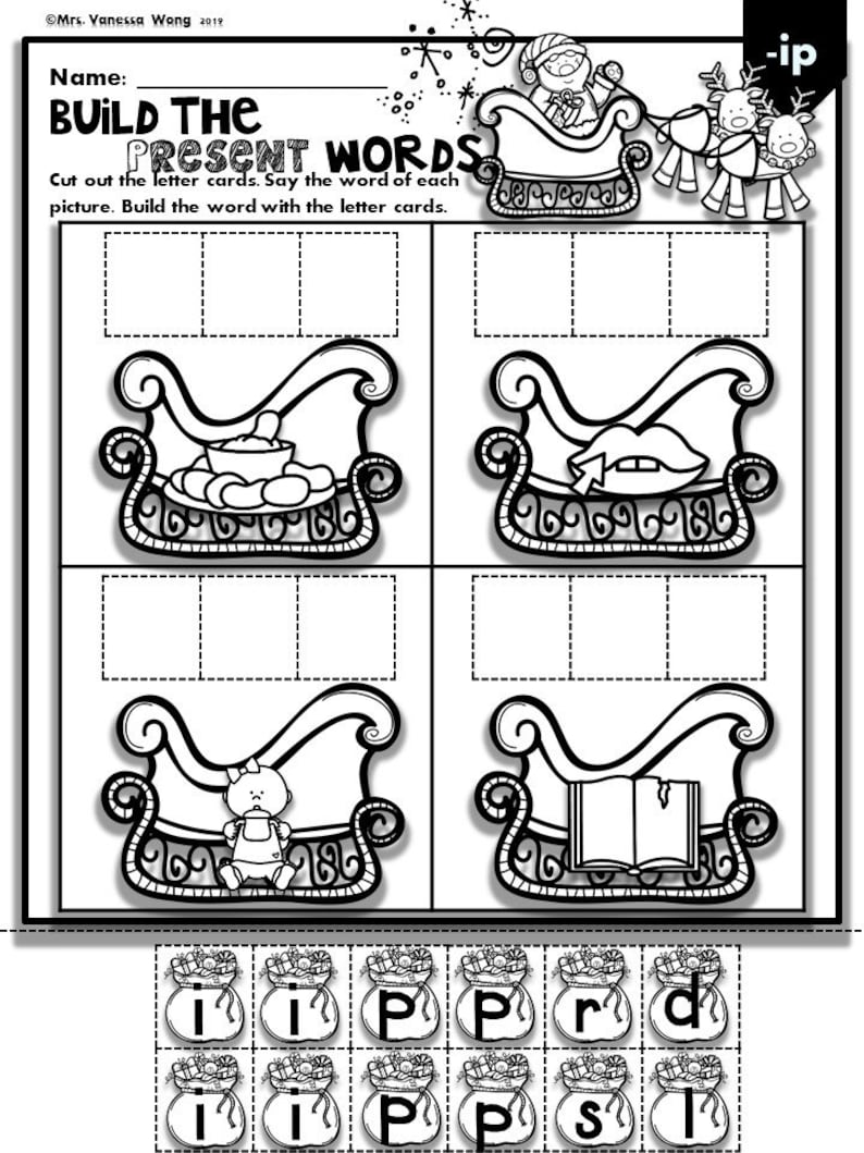 Phonics Worksheets CVC Build the Words Winter Theme. Prek Kindergarten ...