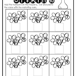 Kindergarten Math Worksheets. Addition: Cut and Paste. - Etsy Hong Kong