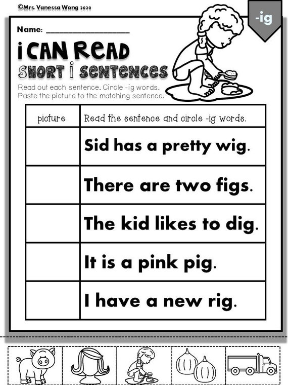 Short Vowel I Worksheets