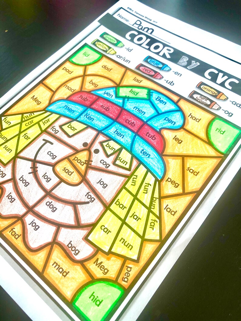 Phonics Worksheets-cvc Color by Code Bundle. Prek Kindergarten 1st ...