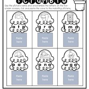 Phonics Worksheets CVC Words Scramble for Kindergarten and First Grade ...
