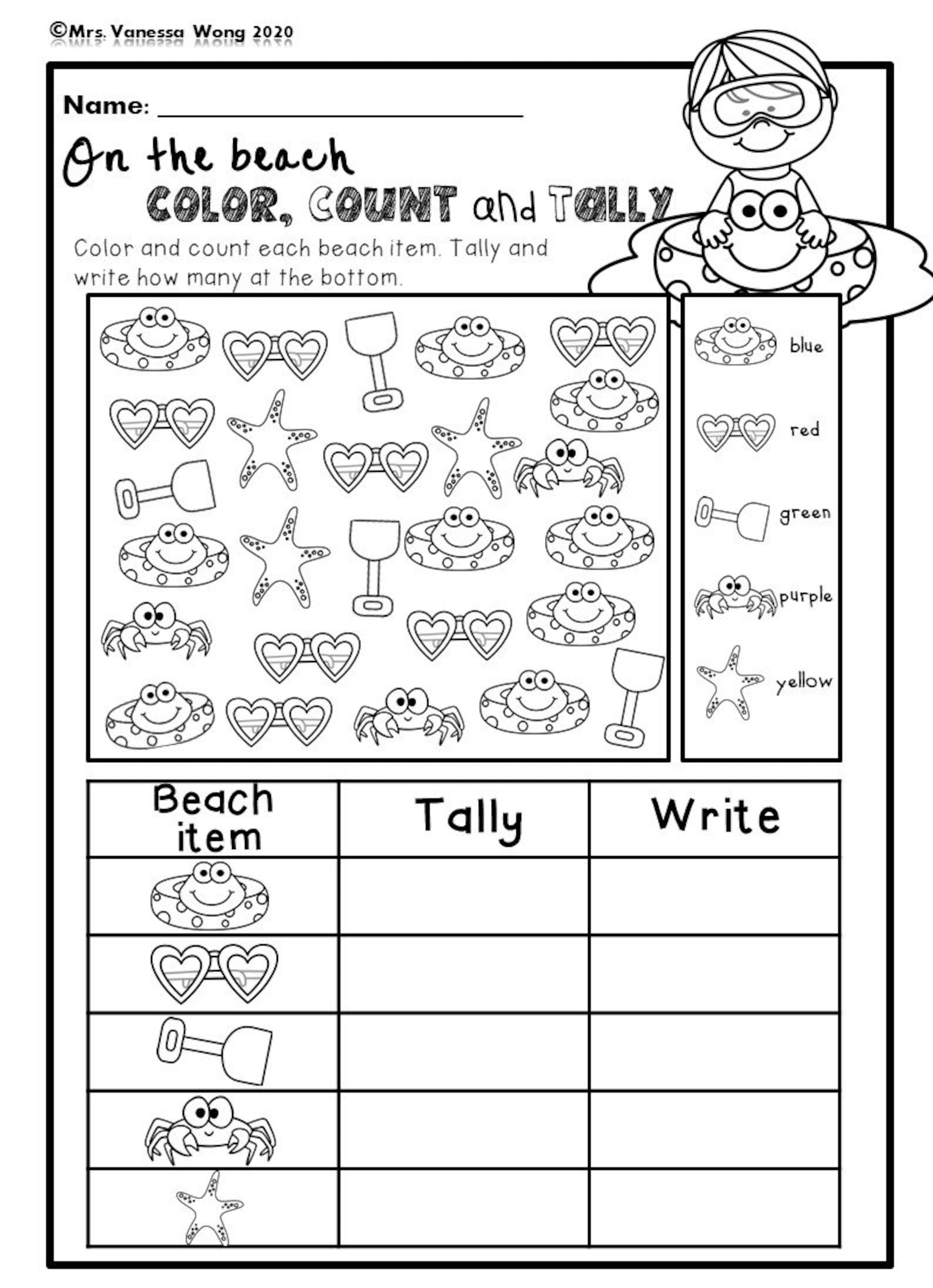 Kindergarten Math Worksheets, Numbers 1-10 Tally Marks, Learn Numbers ...