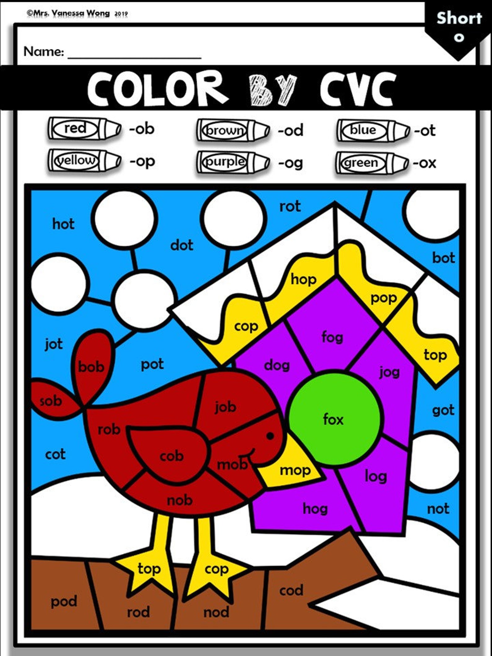 Phonics Worksheets-cvc Color by Code. Winter Theme. Prek/kindergarten ...