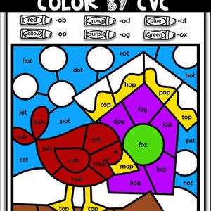 Phonics Worksheets-cvc Color by Code. Winter Theme. Prek/kindergarten ...