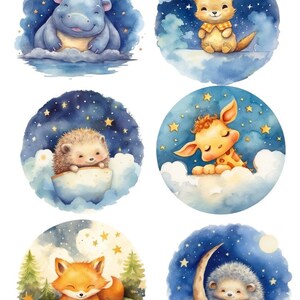 Watercolor Sleeping Wild Animals Clipart for Commercial Use, Nursery ...