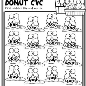 Phonics Worksheets CVC Dab for Kindergarten and First Grade - Etsy
