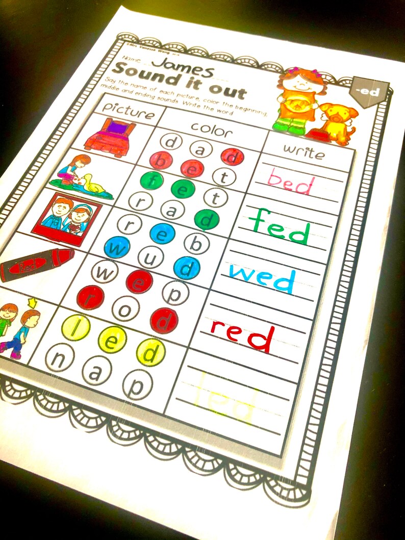 Phonics Worksheets CVC Sound It Out-(kindergarten/first Grade ...