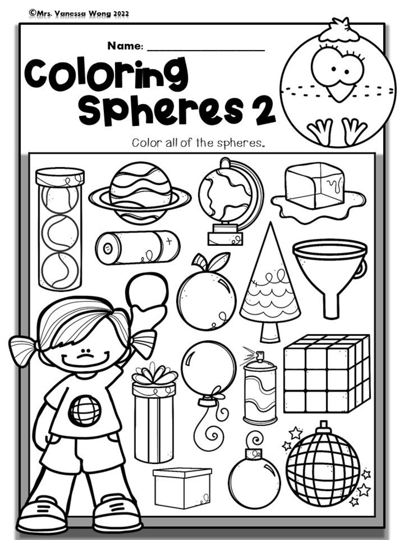 2D & 3D Shapes Coloring Worksheets: Preschool Kindergarten Activity ...