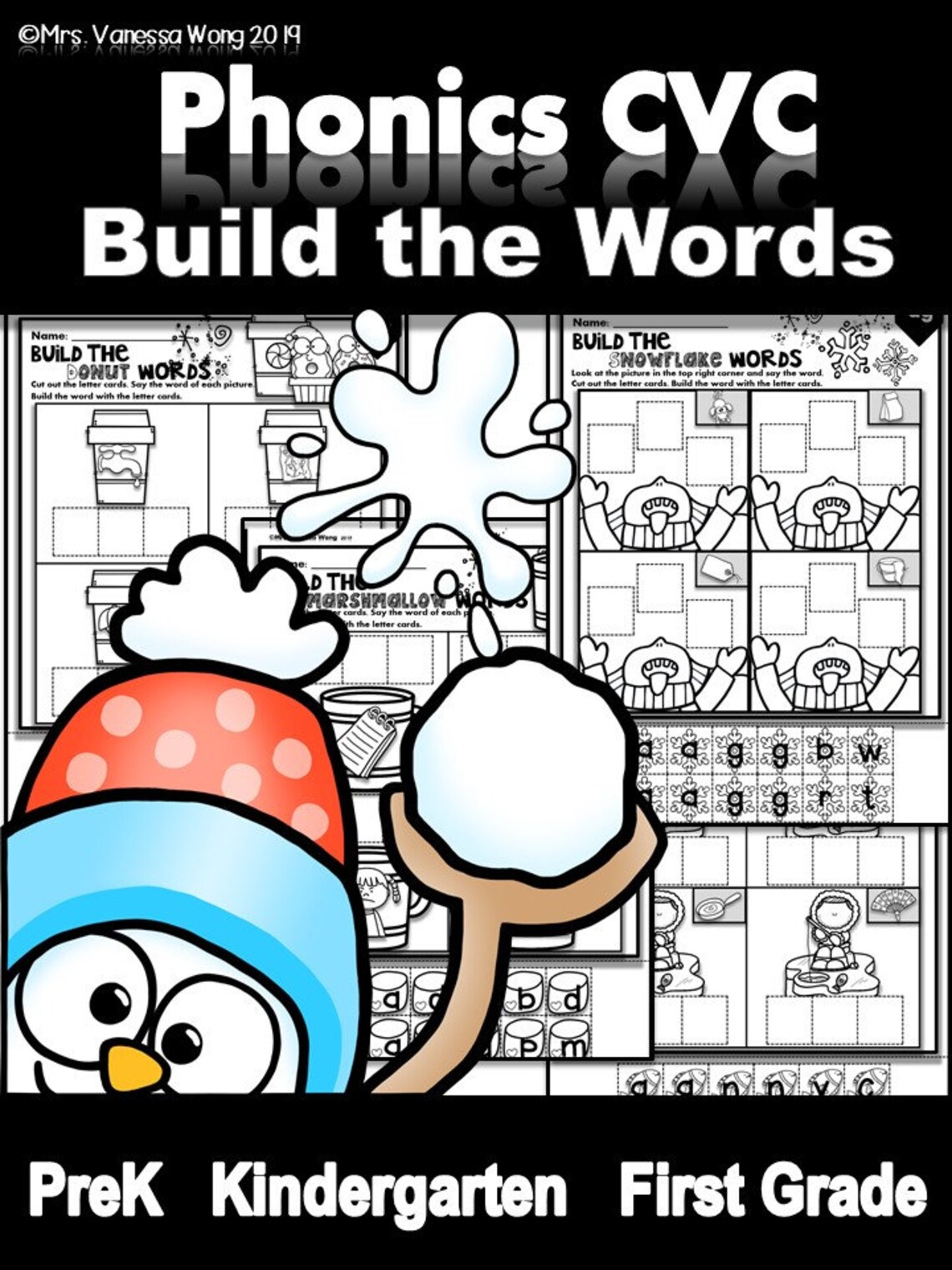 Phonics Worksheets CVC Build the Words Winter Theme. Prek - Etsy