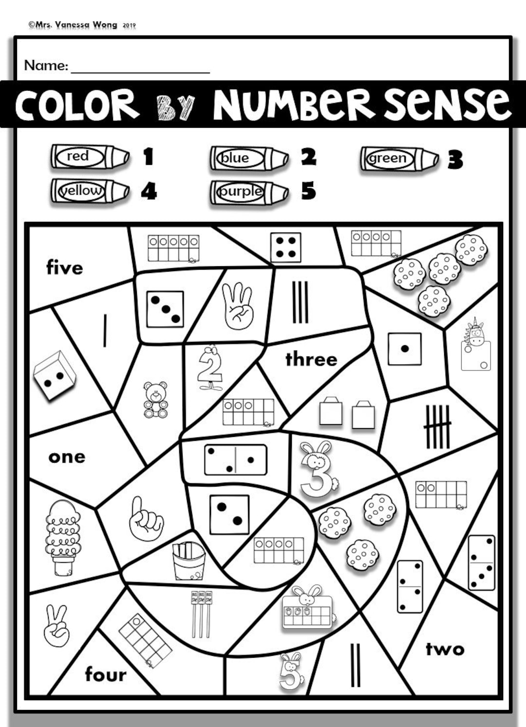 Kindergarten Math : Numbers 1-10 Color by Number Sense, Homeschooler ...