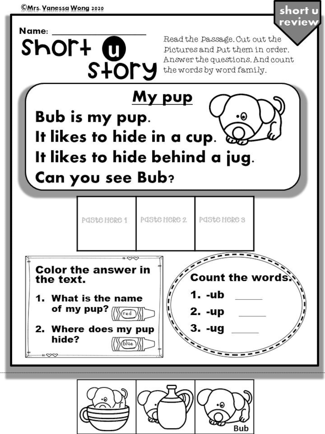 Phonics Short Vowel Activities and Worksheets Short U - Etsy