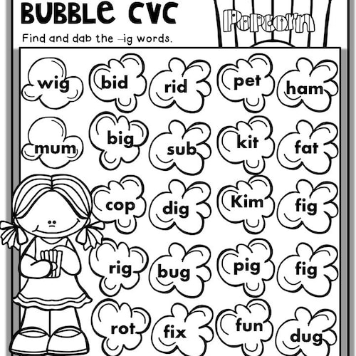Phonics Worksheets My First CVC Sentences for Kindergarten and - Etsy