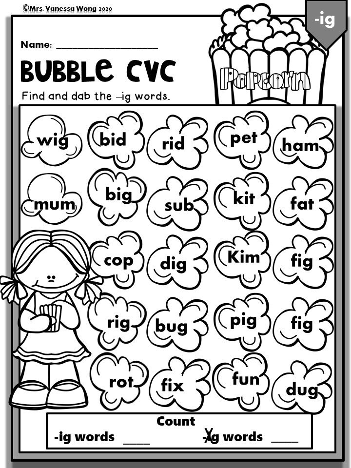 Phonics Worksheets CVC Dab for Kindergarten and First Grade - Etsy