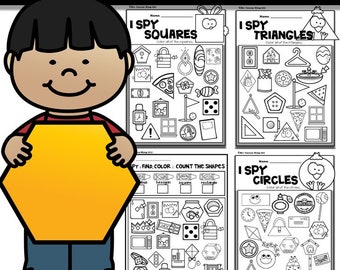 Printable Shapes Matching Activity Worksheets (2 Pages) | Preschool ...