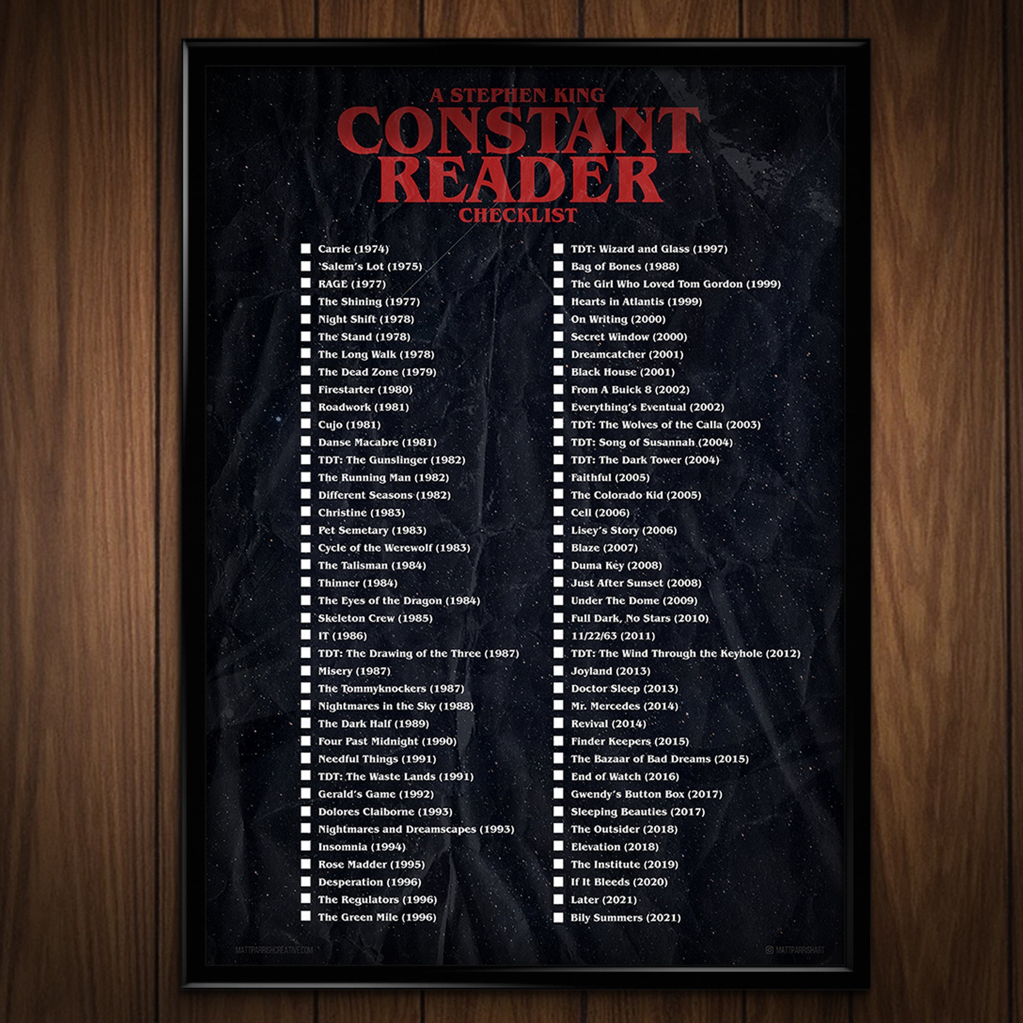 Stephen King constant Reader Checklist Print - Etsy Stephen King constant Reader Checklist Print - Etsy