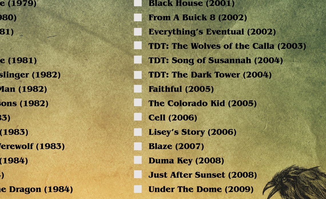 Stephen King constant Reader Two Checklist Print digital Copy - Etsy Stephen King constant Reader Two Checklist Print digital Copy - Etsy