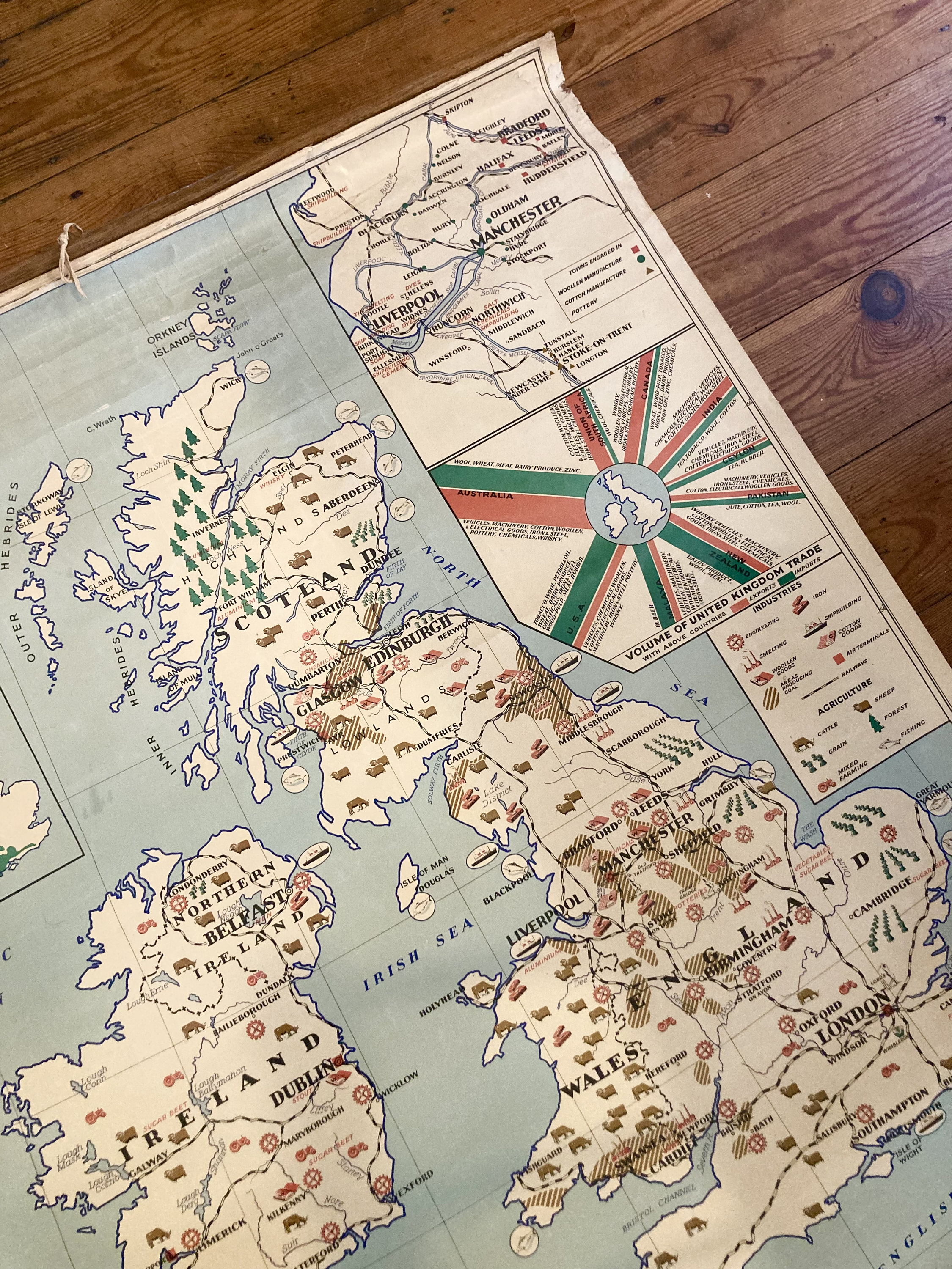 Vintage Large Scale Trade Map of Britain and Ireland - Etsy