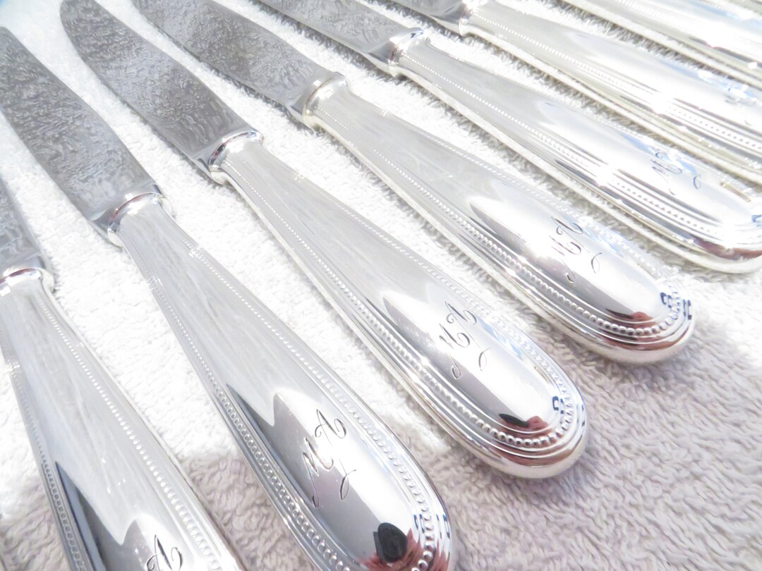 11 Dinner Knives Silver Metal Handle Christofle Goldsmith Perles Model ...
