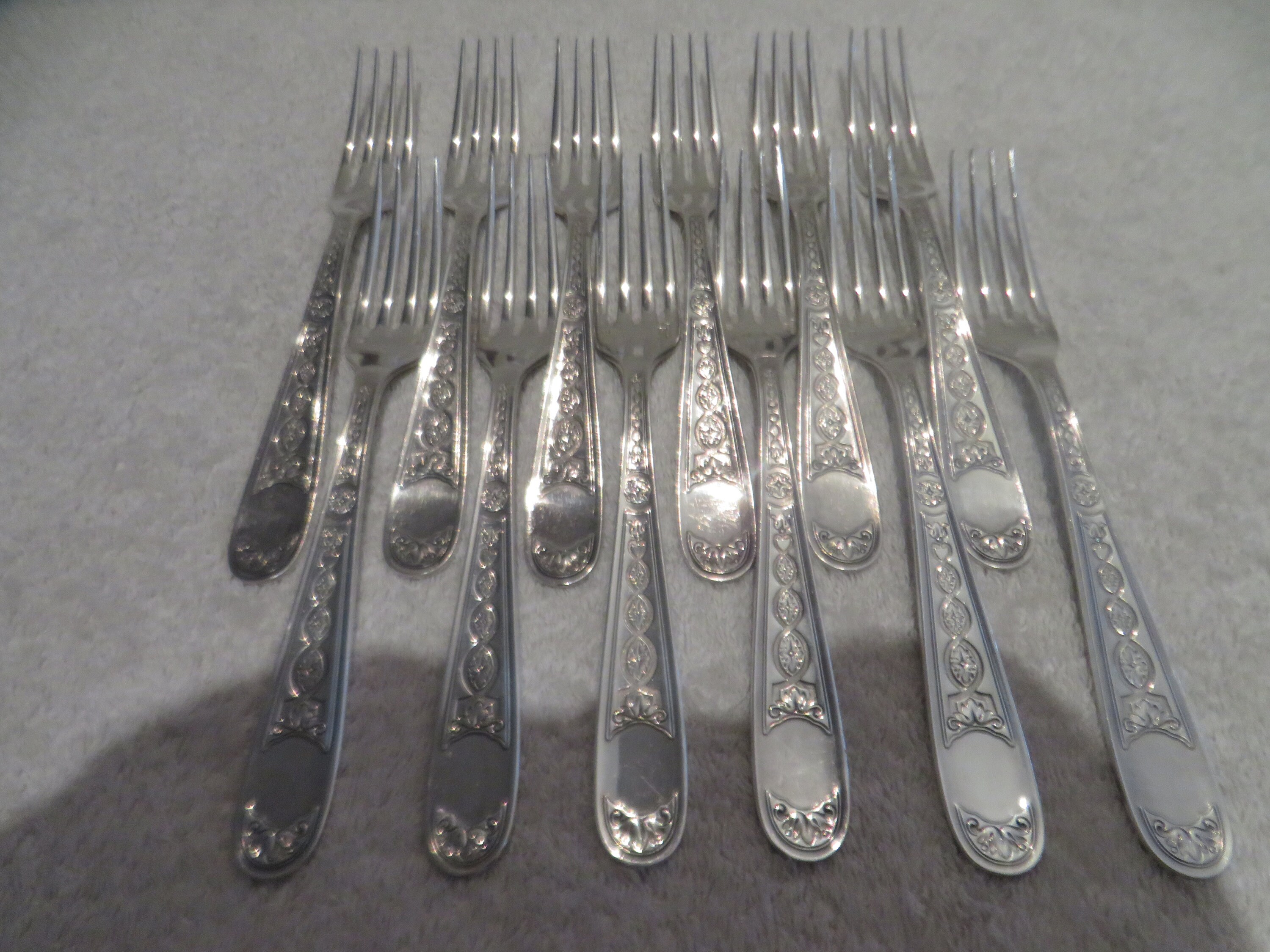 12 Silver Metal Table Forks Louis XIV Style Goldsmith Christofle Model ...