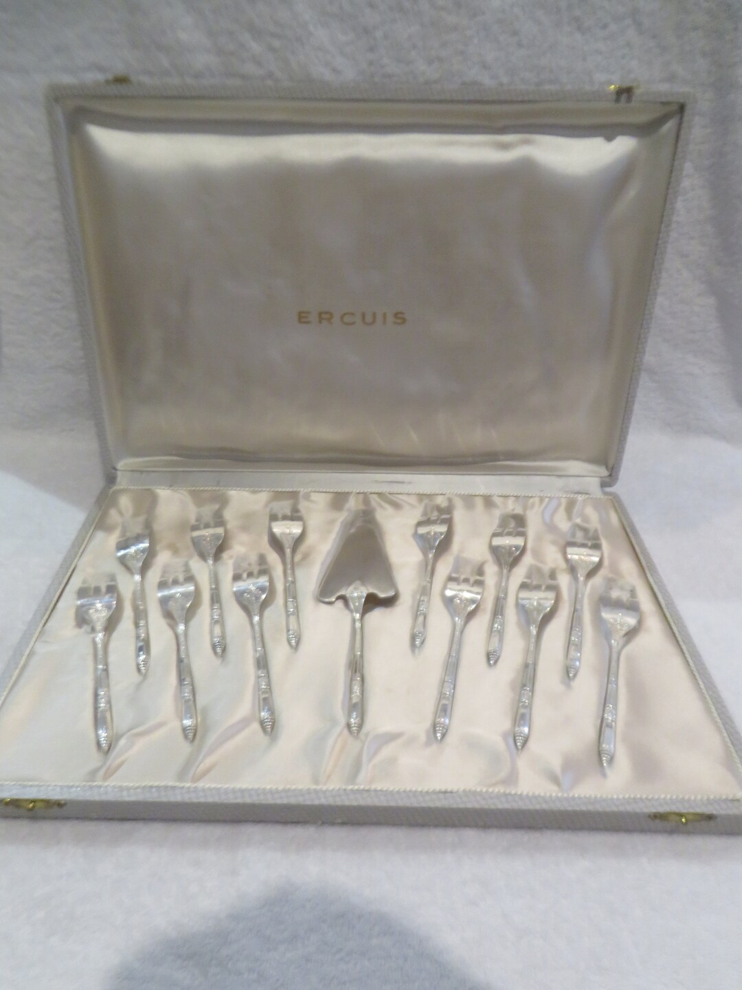12 Cake Forks Pie Shovel Silver Metal Goldsmith Ercuis Russian Model ...