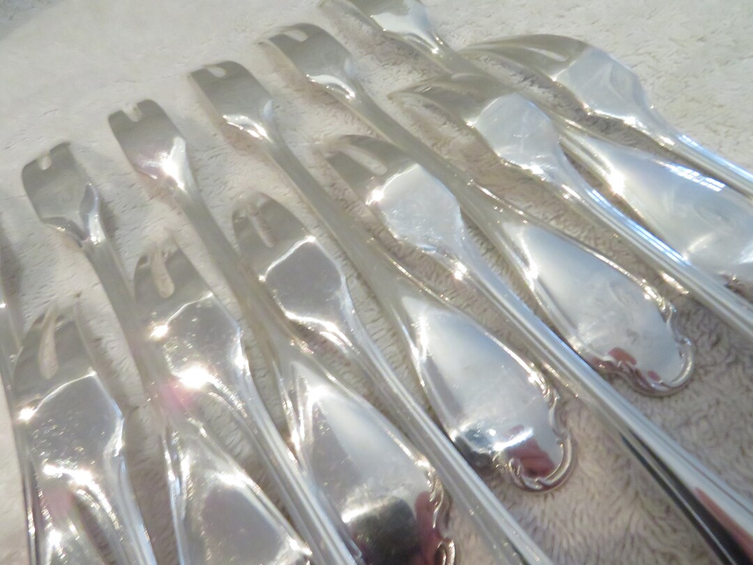 12 Silver-plated Shell Fish Forks Louis XV Style Goldsmith Christofle ...
