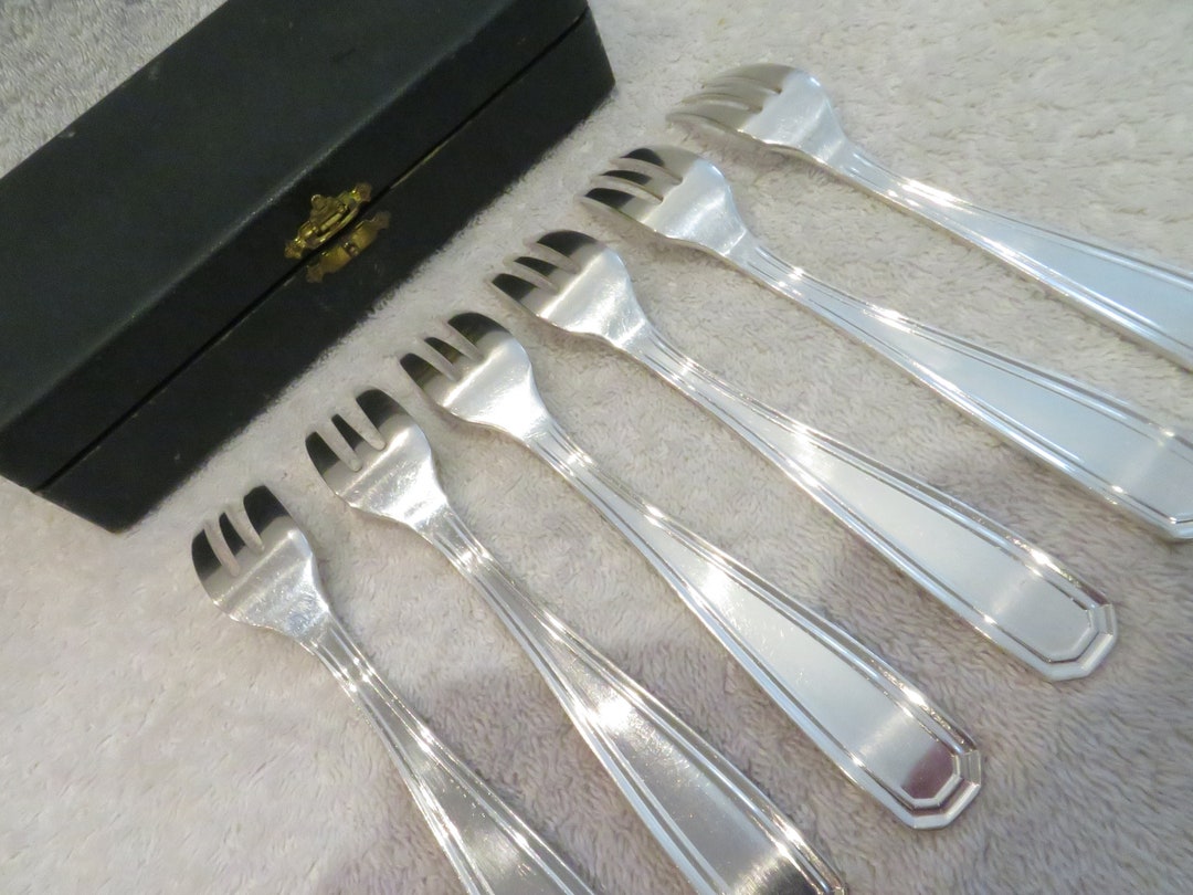 6 Forks With Cakes Silver Metal Style Art Deco Goldsmith Alfenide ...